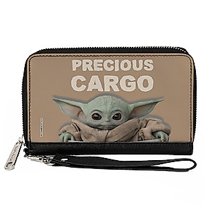 Buckle-Down Women's PU Zip Around Wallet Rectangle-Star Wars The Child, 7.5"x4.5"