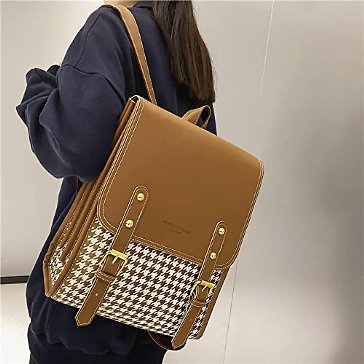 LEMITA Backpack 2023 Spring Color Contrast Large-capacity Schoolbag Work Commuting Backpack Handbag,black,26*14*32CM