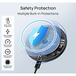 Eazpower Wireless Phone Charger Pad for Popsocket/OtterBox/Thick Cases Up to 10mm, 15W Max Wireless Charging Pad Compatible with iPhone 15/14/13/12/11 and Samsung Galaxy S23/S22 (Adapter Included)