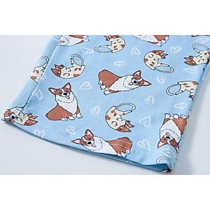 Vopmocld Big Girls Cartoon Corgi and Cat Pajamas Cute Patterns Sleepwear 2PCS Long Sleeve Long Pants Jammies Loungewear, Corgi/Cat, 14