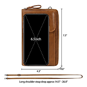 Youjaree Women Cell Phone Purse Wallet Small Crossbody Bag Leather Shoulder Bag with Card Slot (Brown)