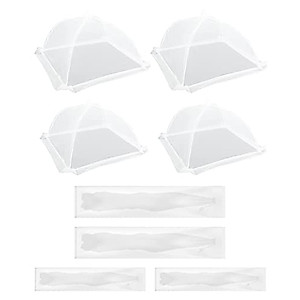 Comforer 4 Pack Food Cover Mesh Food Tent, 2 * 17 Inches and 2 * 14 Inches, Pop-Up Umbrella Screen Tents, Collapsible and Reusable Patio Net for BBQ, Picnics, Parties, Camping, Outdoor