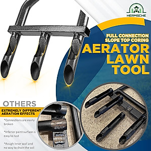 Hermsche Lawn Aerator Coring Tool Plug Aeration Manual 3 Core with Slope Top Half-Open Slot Hollow Tine Plug Core Aerators Heavy Duty Tool for Compacted Soils and Lawns Yard Garden