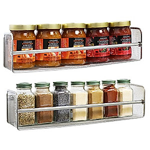 DecoBros 2 Pack Wall Mount Single Tier Mesh Spice Rack, Chrome