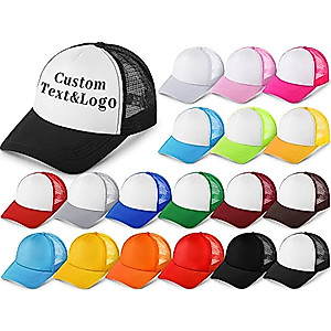18 Pack Sublimation Blank Polyester Mesh Cap Trucker Summer Mesh Cap Unisex Two Tone and Solid Trucker Hats Blank Snapback Hat Sublimation Blank Mesh Baseball Cap for Men Women