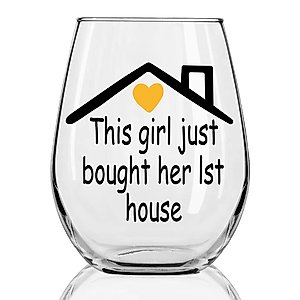 DYJYBMY This Girl Just Bought Her Lst House Wine Glass, New Homeowner Wine Glass, Homeowner Gift, Housewarming Gift, Funny New Home Owner Presents Ideas