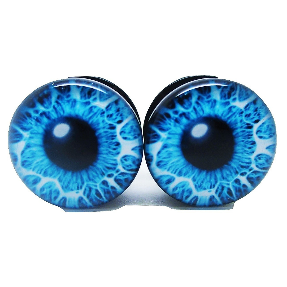 Pierced Republic Blue Eye Ear Plugs - Acrylic - Screw on - New *Pair* - 8 Sizes (0 Gauge (8mm))