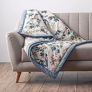 Maison d' Hermine Hokuzai Cotton Throw Blanket Bohemian Bedding Lightweight and Breathable for Couch Sofa Bed Travel (50"x60")