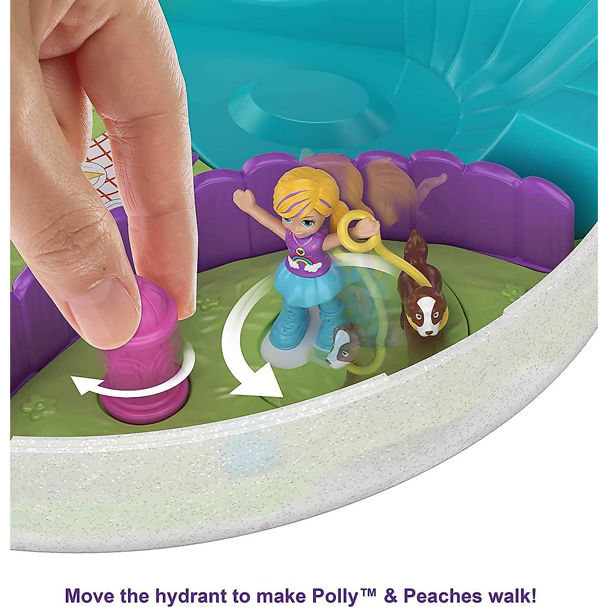 Polly Pocket Rainbow Dream Wearable Purse Compact with 8 Fun Features, Micro Polly and Shani Dolls, 2 Accessories and Sticker Sheet; for Ages 4 and Up