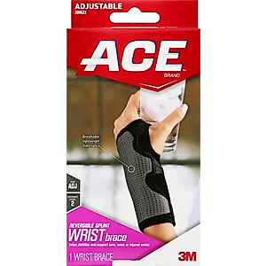 ACE Reversible Splint Wrist Brace, Provides moderate-stabilizing support to sore, weak and injured wrists, Adjustable, Gray, 1/Pack