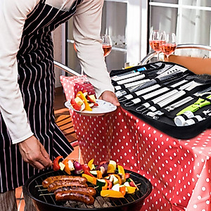 Leonyo Grilling Accessories 32PCS in Case, Professional Portable BBQ Grill Utensil Set for Kitchen Outdoor Cooking Camping Grilling Smoking, Great Gift for Men Women, Heavy Duty & Dishwasher Safe