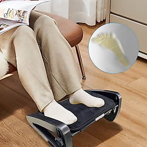 Under Desk Footrest with Massage Surface Ergonomic 6 Height Position Adjustable Foot Stool with Firm Non-Slip Legs for Home Office