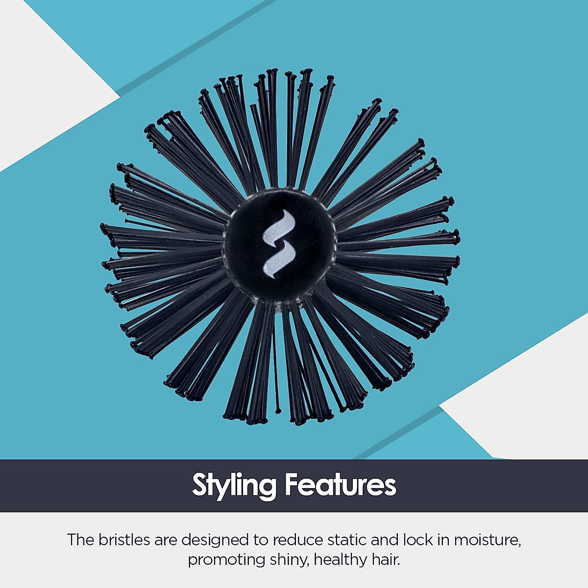 Spornette Double Stranded XL Round Brush, Nylon Bristles - Round Brush for Straightening, Anti-Frizz, Detangling, Volumizing - Styling for Wavy & Curly, Medium & Long Hair Lengths (2.25 Inches)