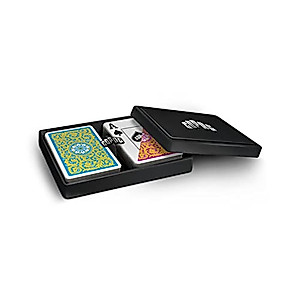 Copag 1546 Neoteric Design 100% Plastic Playing Cards, Poker Size (Standard) Yellow/Pink/Blue Double Deck Set (Regular Index)