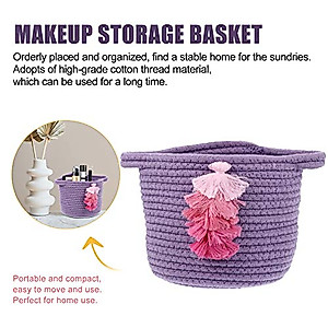Nursery Basket Natural Cotton Rope Woven Bin Baby Hamper Basket for Laundry Baby Clothing Diapers Purple