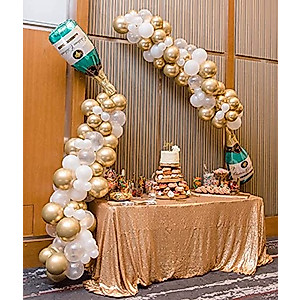 Champagne Balloon Garland Arch Kit, Gold Silver Clear Balloons for Birthday Wedding Baby Shower Bachelorette Anniversary Party Decorations, Happy New Year Years Decorations 2023