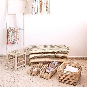 Handmade Wicker Storage Trunk large basket - Palm Leaf Storage Chest Storage Basket (80 cm)