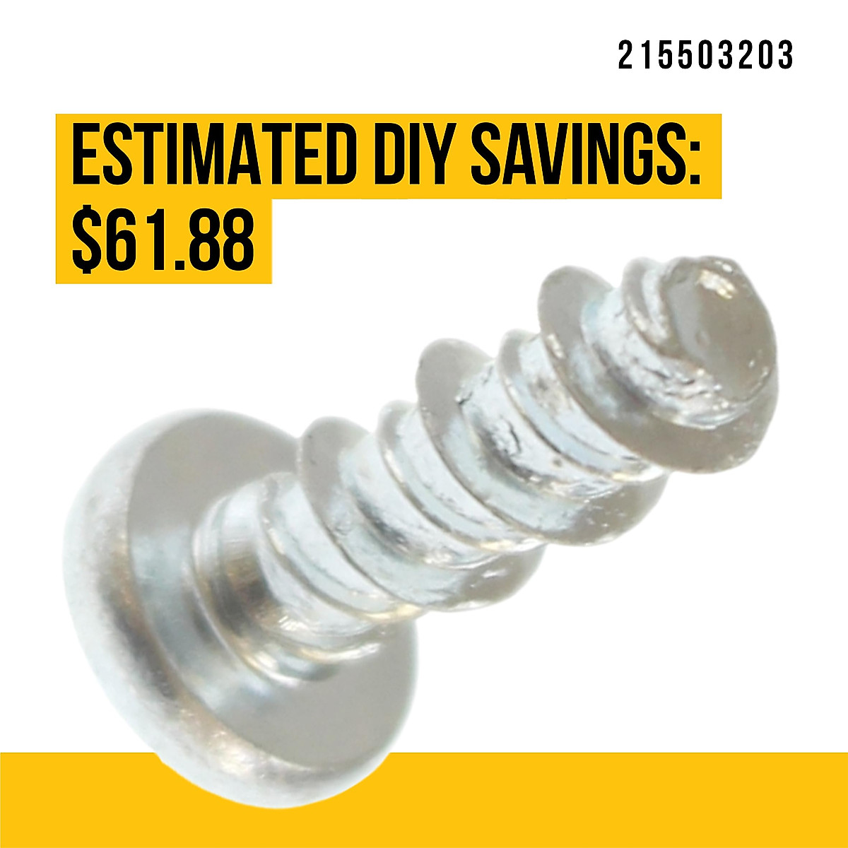 215503203 Screw Compatible With Frigidaire Kenmore Crosley Replaces AP3958785 PS1525540 Ultra Durable Part FRS20ZRG FRS26ZNHB0 FRS26RLECSG PLRS267ZAB1 253.71822104 CRTE183AWM E23CS75DSS1 E23CS75DSS5