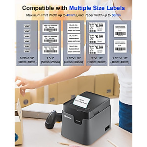 CLABEL 221D Bluetooth Barcode Label Printer: 2 Inch Desktop Label Maker Thermal Barcodes Printer for Address Shipping Warehouse with 1 Roll 40x30mm Label