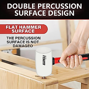 LOZAGU 8 oz Rubber Mallet Hammer, Fiberglass Handle, Rubber Mallet for Flooring, Tent Stakes, Woodworking, Camping, Soft Blow Tasks without Damage