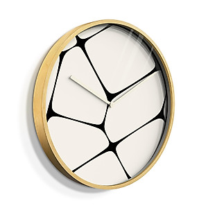 SIGNLEADER 24 Inches Round Wooden Wall Clock Silent Battery Operated, Home Decorative Large Wall Clock, Black & White Pebble Tile Clock Wall Art Decor for Living Room Kitchen Bedroom Office Classroom