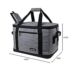 Hap Tim Soft Cooler Bag 40-Can Large Reusable Grocery Bags Soft Sided Collapsible Travel Cooler for Outdoor Travel Hiking Beach Picnic BBQ Party(US13634-Grey)