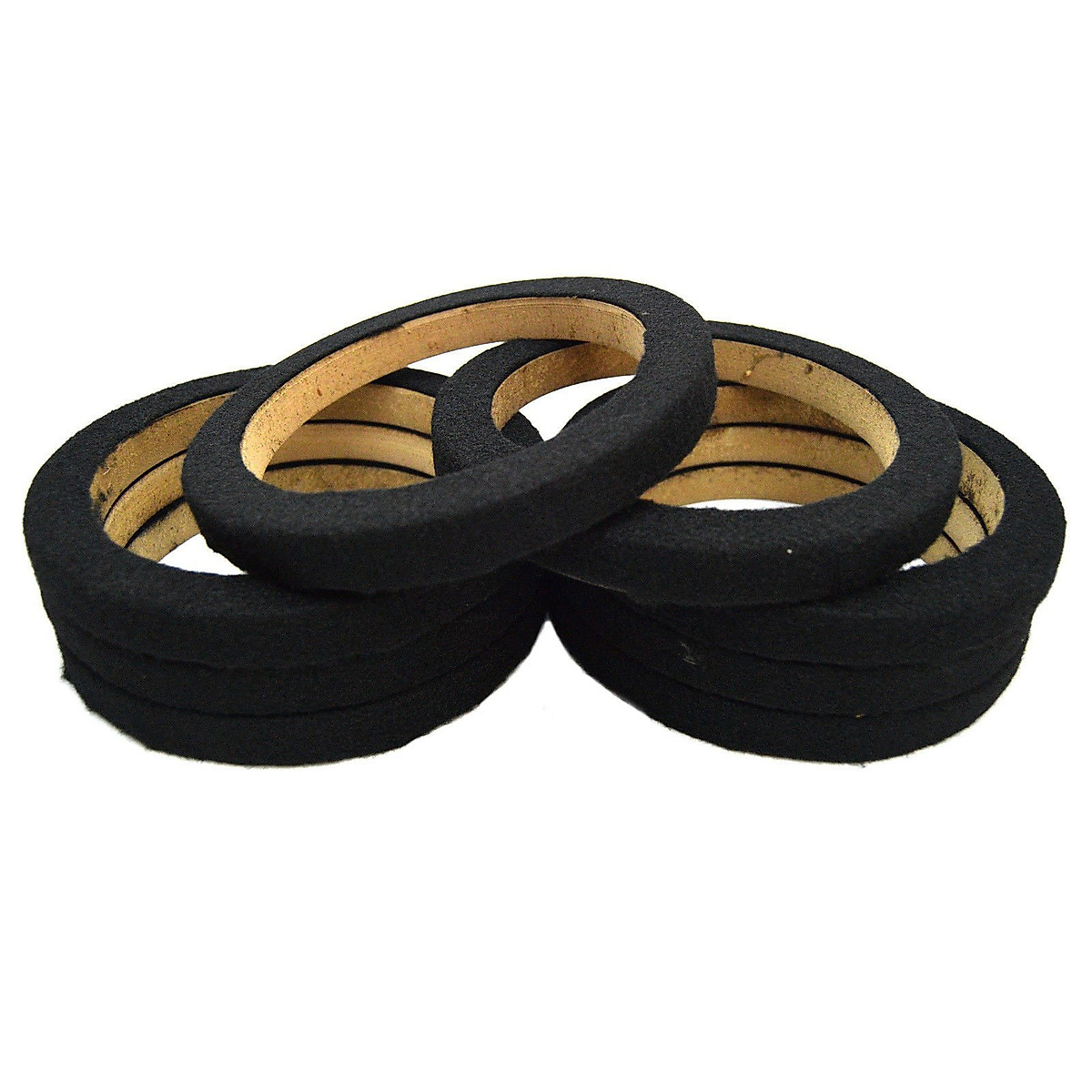 Nippon America 8 Pieces 6.5 Inch MDF Wood Speaker Spacer Rings with Black Carpet 4 Pairs -RING-065Cbk