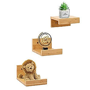 DGDCDV Floating Shelves Wall Mounted, Rustic Natural Bamboo Wood Wall Shelves for Storage, Farmhouse Hanging Edge Shelf for Bathroom Bedroom Kitchen Office Living Room, Set of 3 Different Sizes