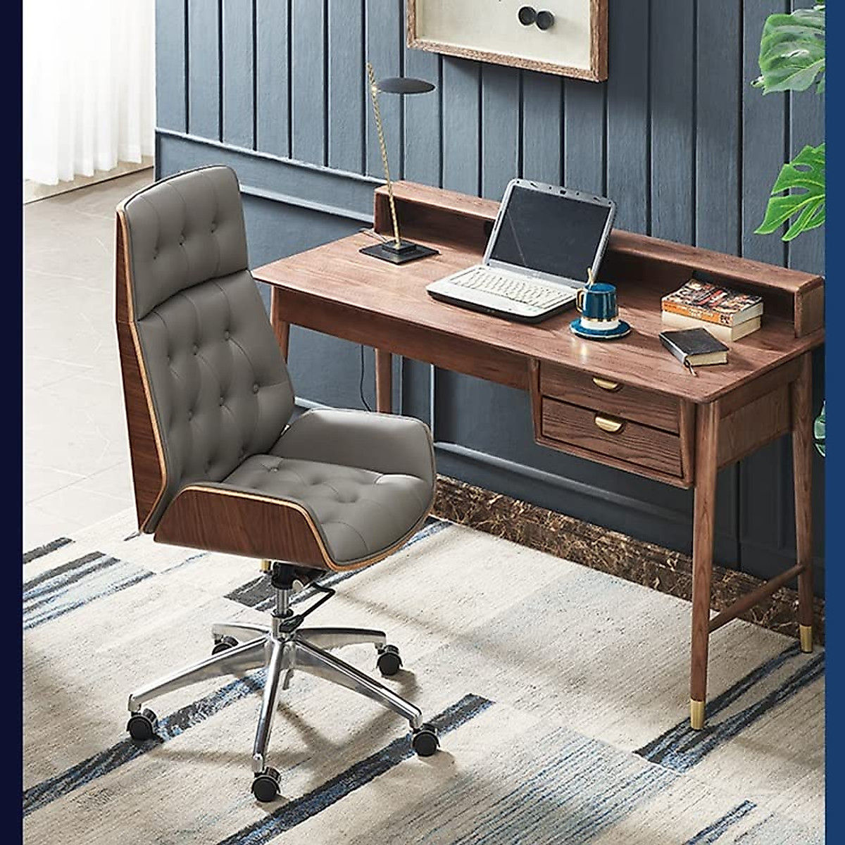 SEASD Executive Massage Ergonomic Swivel High Back Thick Cushion PU Leather Office Chair