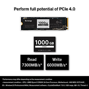 Nextorage Japan 1TB NVMe PCIe Gen.4 M.2 Internal SSD (Read Speed up to 7300MB/s Write Speed up to 6000 MB/s)