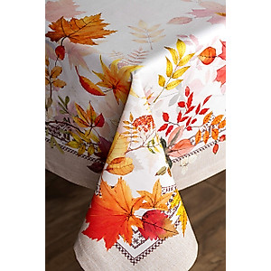 Maison d' Hermine 100% Cotton Table Cover - 60"x90" Rectangle Decorative Tablecloth - Washable Tablecloths for Dining, Home, Farmhouse & Party - for Thanksgiving & Christmas - Amarante Collection