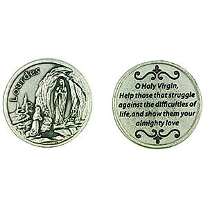 Lumen Mundi The Blessed Virgin Mary Our Lady of Lourdes Pocket Token with Prayer Back