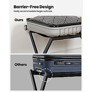 Hzuaneri Luggage Rack, Folding Suitcase Stand for Guest, Foldable, Luggage Holders with Shelf, Steel Frame with Nylon Straps for Bedroom, Hotel, Holds up to 154 lb, Black, 2 Pack LR03901B