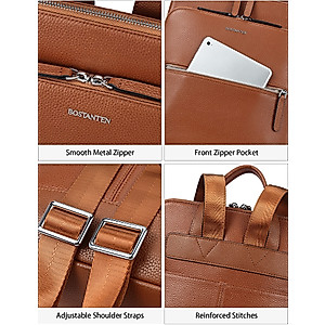BOSTANTEN Genuine Leather Laptop Backpack Purse for Women Backpack Travel Bag Brown
