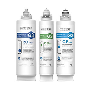 Waterdrop WD-G3-W Replacement Filter, Replacement for WD-G3-W Reverse Osmosis System, CF Filter + CB Filter + RO Filter, New Logo Design