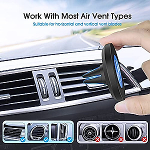 TechMatte Magnetic Vent Car Phone Mount Compatible with iPhone 14 iPhone 13, iPhone 12, Pro, Pro Max, Mini, iPhone 14 Plus and MagSafe Case (Blue)