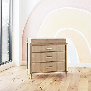 Little Seeds Shiloh 6 Drawer Dresser and Changing Table Topper Bundle, Natural