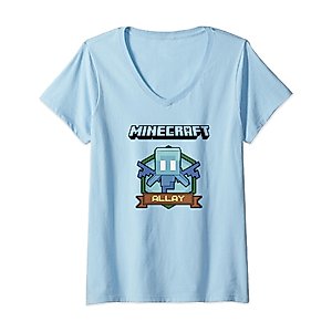 Womens Minecraft Allay Badge Simple Logo V-Neck T-Shirt