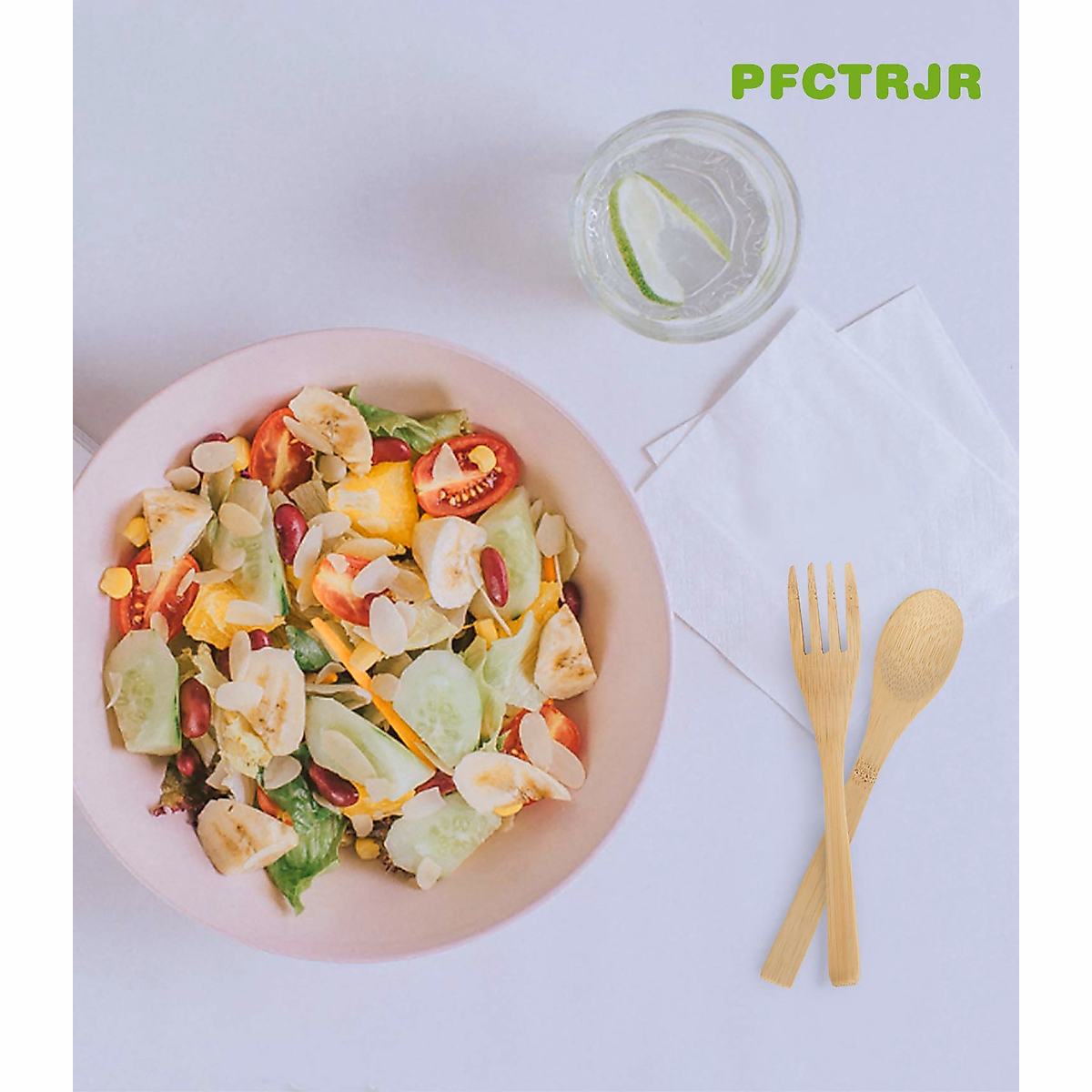 PFCTRJR Bamboo Cutlery Set -30 PCS Reusable Bamboo Utensil Fork Knife Spoon-Bamboo Flatware Sets for Camping, Travel, Picnic, Office, School,Bamboo Silverware Set with Pouch Bag