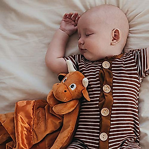 Yikes Twins Longhorn Lovey Blanket for Baby | Large 20" x 20" Baby Lovey for Girls or Boys | Cute Longhorn Security Blanket for Babies and Toddlers