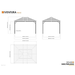 Sojag 10' x 12' Ventura Hardtop Gazebo Outdoor Weather-Resistant Aluminum Frame Sun Shelter Dark Grey