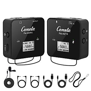 Camola UHF Wireless Microphone for Camera DSLR,Movie Lavalier Mic with Receiver USB Wireless Microphone for Interview&Wireless Lavalier Microphone for Smartphone for Vlogging Video Recording