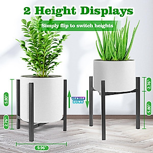 Airpark Plant Stand Indoor Adjustable, Metal Modern Plant Stand, Heavy Duty Stable Plant Pot Flower Holder Indoor Outdoor Corner, Fit 8 9 10 11 12 inch Pots, Black (Pot & Plant Not Included)