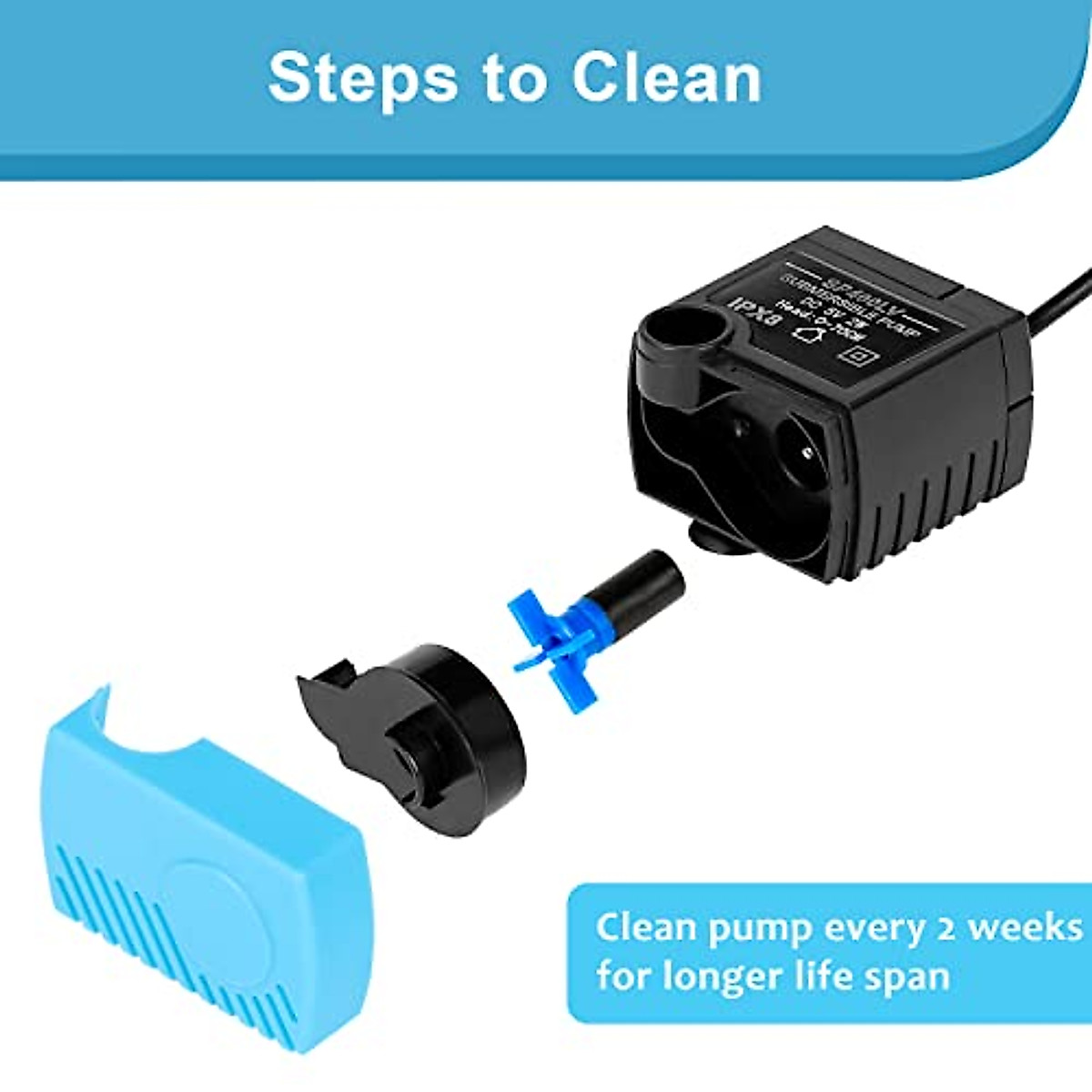 VinDox Replacement Pump for Pet Drinking Fountains- SP-400LV USB Replacement Pump with Adaptor - Compatible with PETSAFE DRINKWELL Ceramic, Stainless Steel and 360 Dog & Cat Water Dispensers