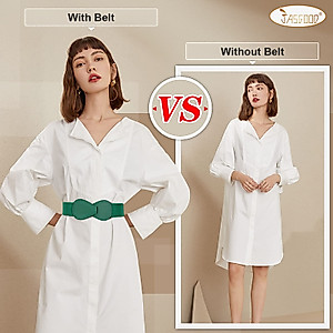 JASGOOD Women Stretchy Belt for Dresses Vintage Elastic Wide Waist Belt, Halloween Cosplay Belt, A-Green