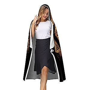 Hooded Blanket Boho Chic Tattoo Mandala Wearable Blanket Hood Poncho Hooded Blanket Throw Plush Blanket Novelty Blanket for Bed Home Sofa 51x59 Inch