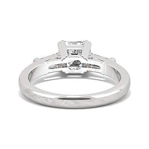 14K White Gold Moissanite by Charles & Colvard 6.5mm Asscher Three Stone Ring- size 7 1.67cttw