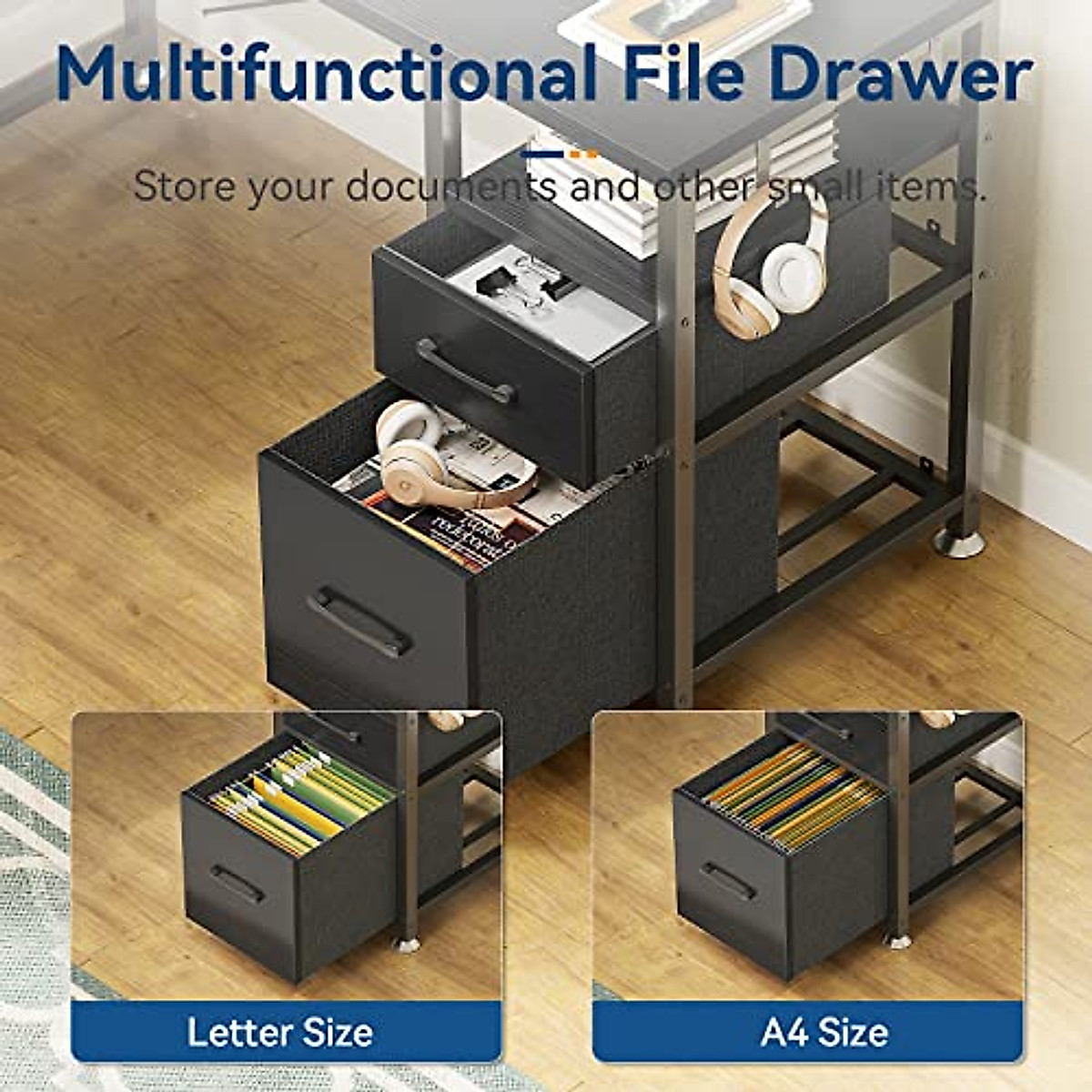 KKL L Shaped Desk with Drawer, 66" Reversible Computer Desk with Storage Shelves, Corner Gaming Desk and Monitor Stand, Home Office Desk, Modern Wooden Desk, Easy to Assemble, Black