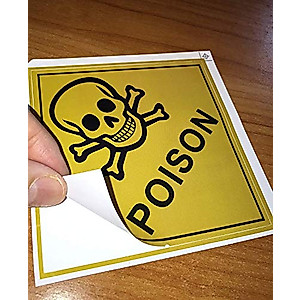 Outdoor/Indoor (4 Pack) 4" X 4" - Poison Skull & Crossbones - Danger Safety Caution Warning Sign Vinyl Label Sticker Decal - Back Adhesive Vinyl