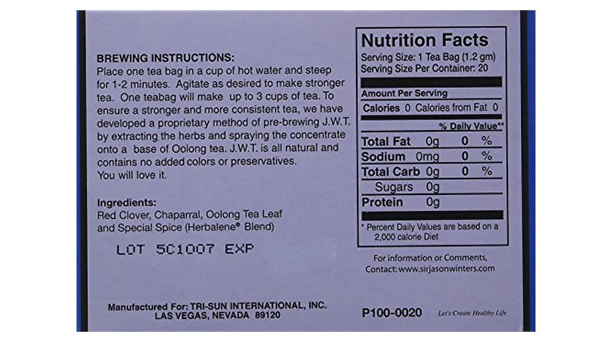 Jason Winters Herbal Tea - Original Blend | 20 Count for Relaxation